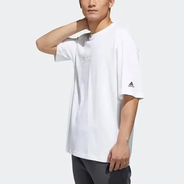 Adidas Printing Pattern Round Neck Short Sleeve White