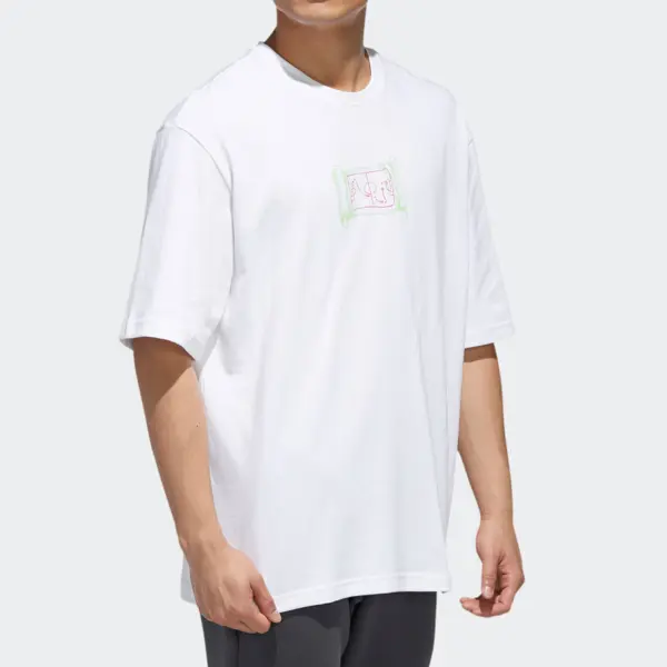 Adidas Printing Pattern Round Neck Short Sleeve White