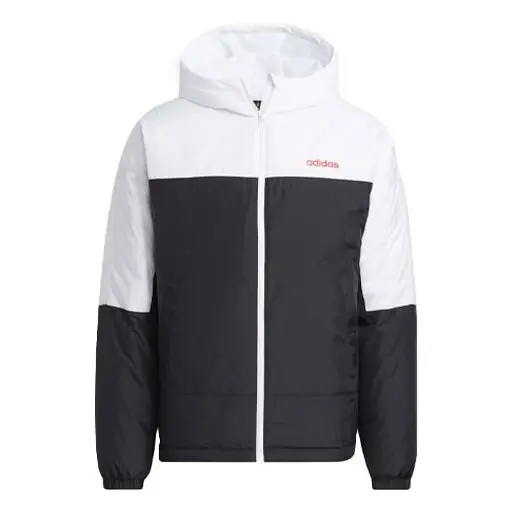Adidas Neo Dwn Cb Brd Jk Large Logo Printing Contrasting Colors Stay Warm Hooded Down Jacket Black - Default Color