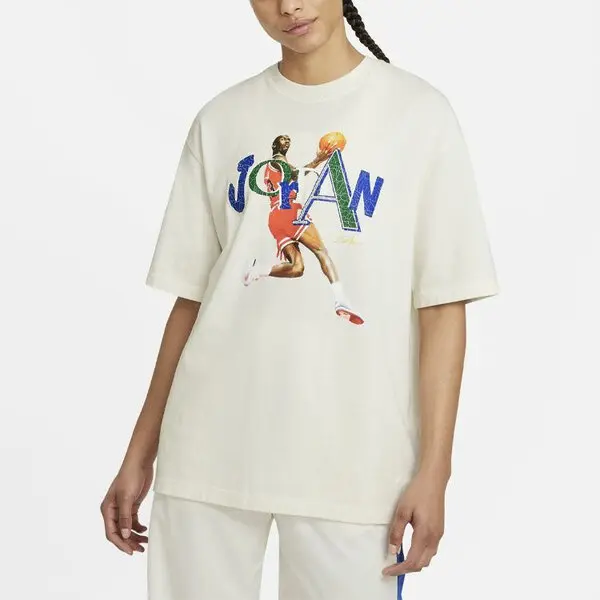 JORDAN X Aleali May Crossover Short Sleeve Tee - White