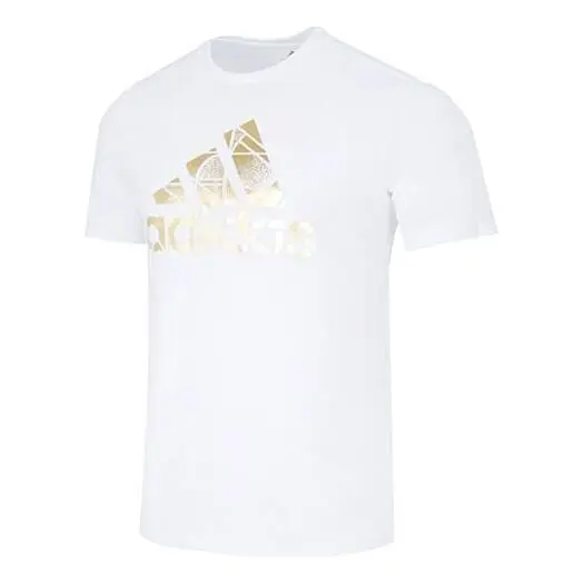 Adidas Large Logo Printing Casual Round Neck Short Sleeve White - Multi-color