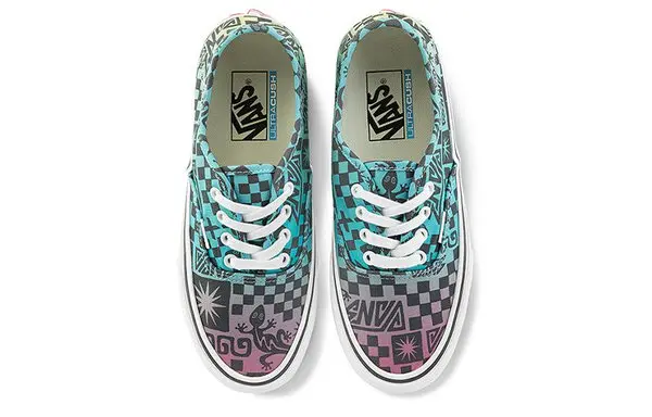VANS Authentic Tribal Checkerboard Lace-up Sneakers - Teal