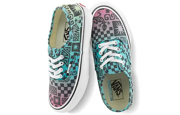 VANS Authentic Tribal Checkerboard Lace-up Sneakers - Teal