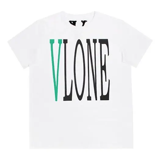 VLONE Large Logo Round Neck Short Sleeve T-shirt 'white Green - White/green