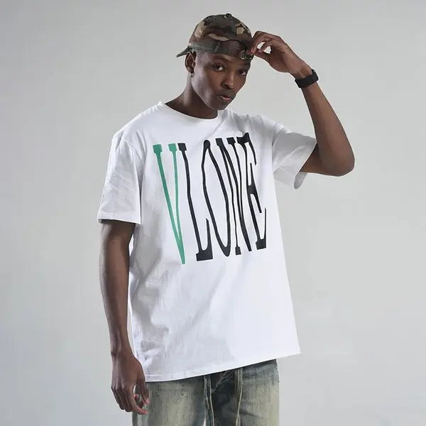 VLONE Large Logo Round Neck Short Sleeve T-shirt 'white Green - White/green