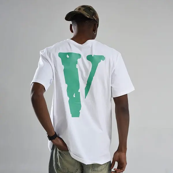 VLONE Large Logo Round Neck Short Sleeve T-shirt 'white Green - White/green