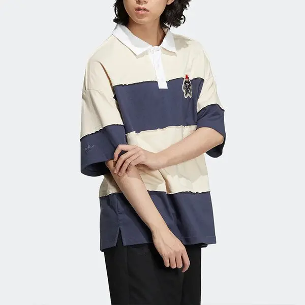 Adidas X Charr Short Sleeve Polo Shirt 'cream White Navy