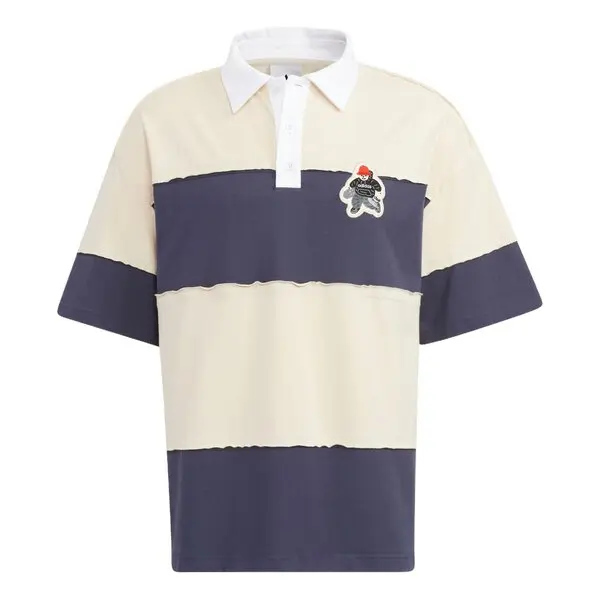 Adidas X Charr Short Sleeve Polo Shirt 'cream White Navy - Multi-color