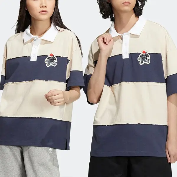 Adidas X Charr Short Sleeve Polo Shirt 'cream White Navy