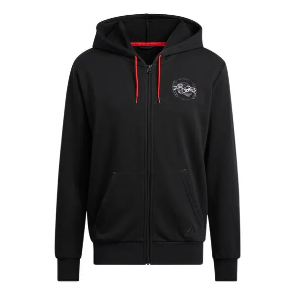 Adidas Sleeve Side Alphabet Basketball Sports Hooded Jacket