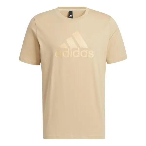 Adidas Solid Color Large Logo Printing Athleisure Casual Sports Short Sleeve Brown - Multi-color