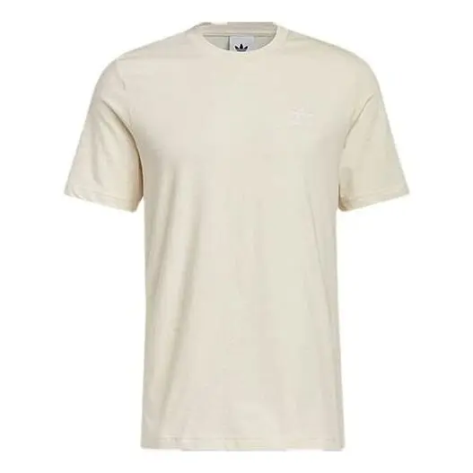 Adidas Originals Solid Color Logo Athleisure Casual Sports Round Neck Short Sleeve Creamy White T-shirt - Default Color