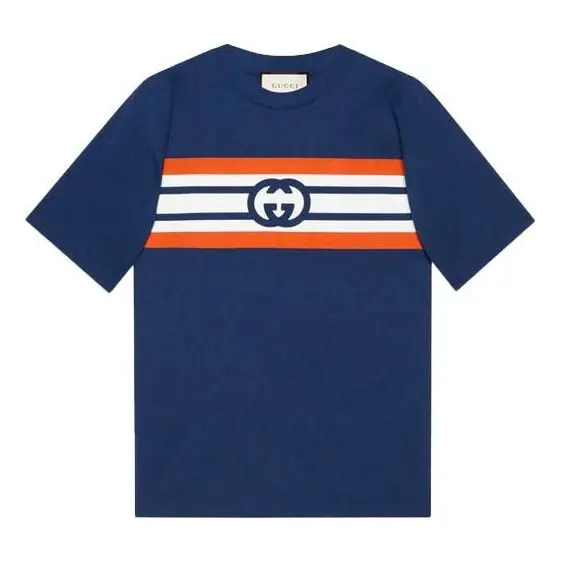 Gucci Interlocking G Stripe Print T-shirt - Blue