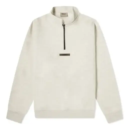 Fear Of God Mockneck Half Zip Sweatshirt - Light Heather Oatmeal