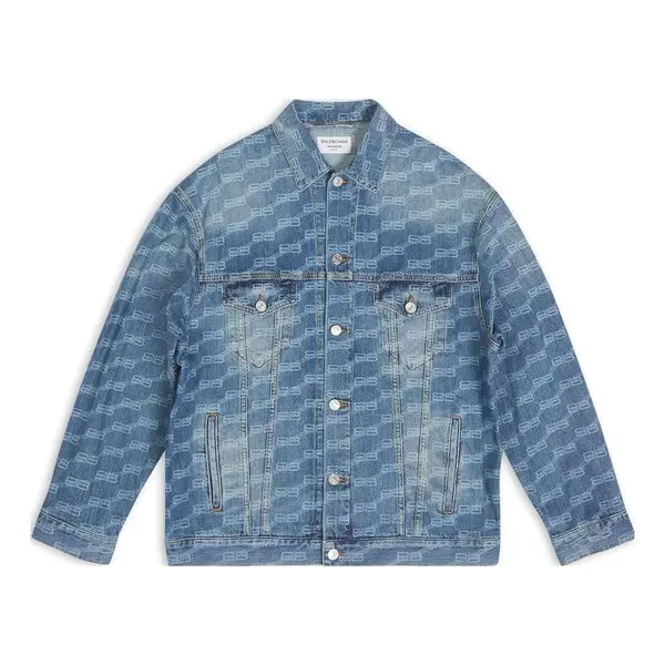 Balenciaga Bb Monogram Denim Jacket - Blue