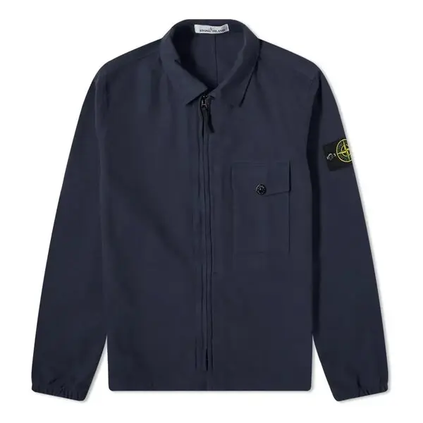 Stone Island Garment Dyed Zip Shirt Overshirt - Navy