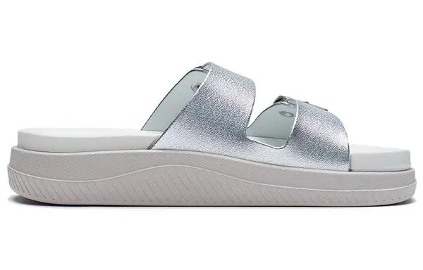 LI-NING Clap Buckled Platform Slides - Silver