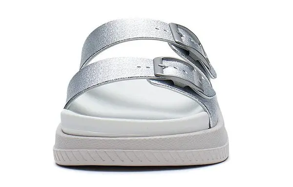 LI-NING Clap Buckled Platform Slides - Silver