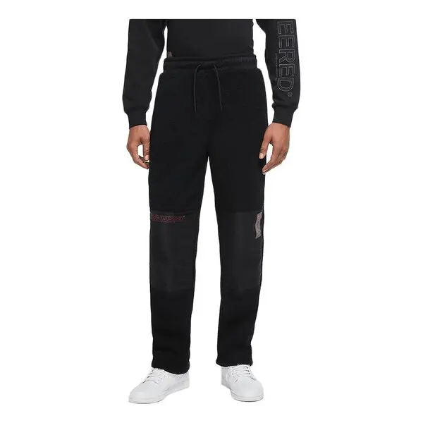 JORDAN 23 Drawstring Polar Fleece Splicing Casual Sports Long Pants - Black