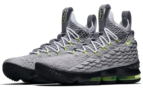 Nike Lebron 15 'air Max 95' Athletic Sneakers - Cool Grey/volt-wolf Grey