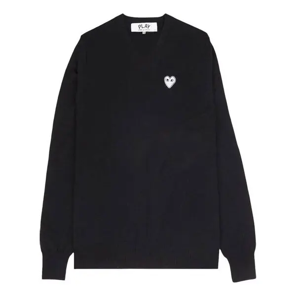 Play Comme Des Garcon V-neck Pullover With Emblem - Black