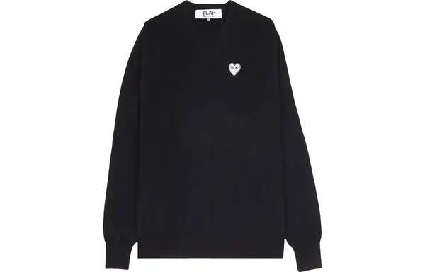 Play Comme Des Garcon V-neck Pullover With Emblem - Black