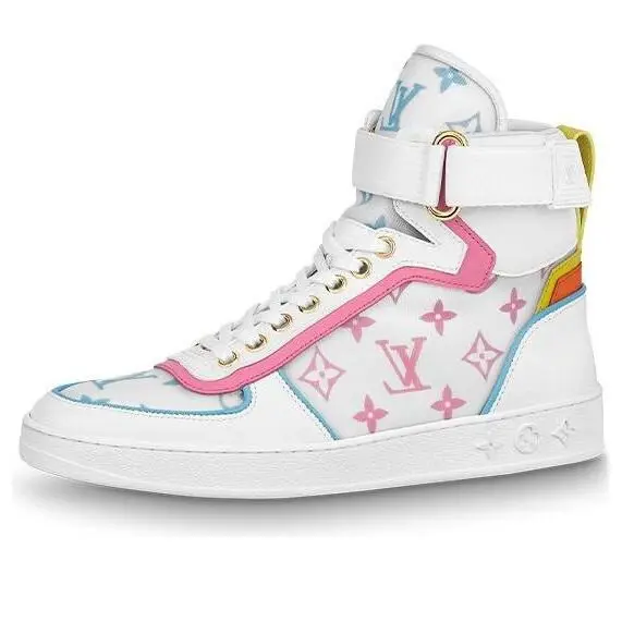 LOUIS VUITTON Boombox High Top Sneakers - White/pink/blue