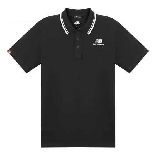 NEW BALANCE Classic Short Sleeve Polo Shirts Asia Sizing 'black White