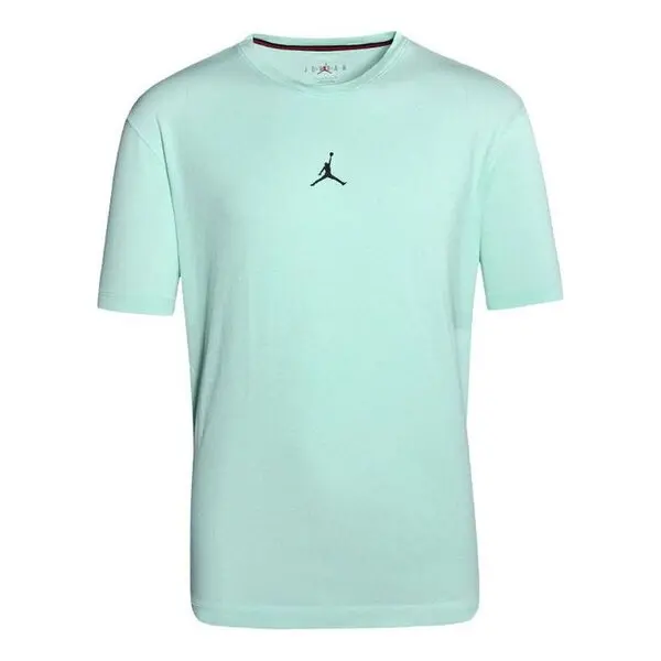 JORDAN Solid Color Logo Round Neck Pullover Short Sleeve Mint Green T-shirt - Multi-color