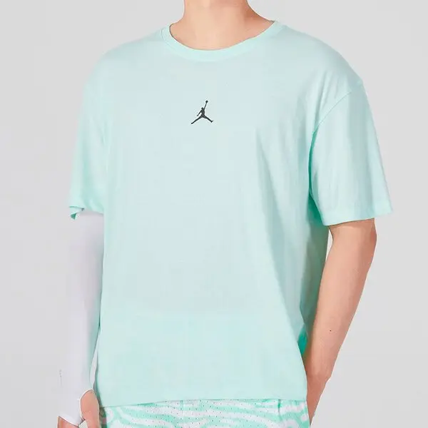 JORDAN Solid Color Logo Round Neck Pullover Short Sleeve Mint Green T-shirt - Multi-color