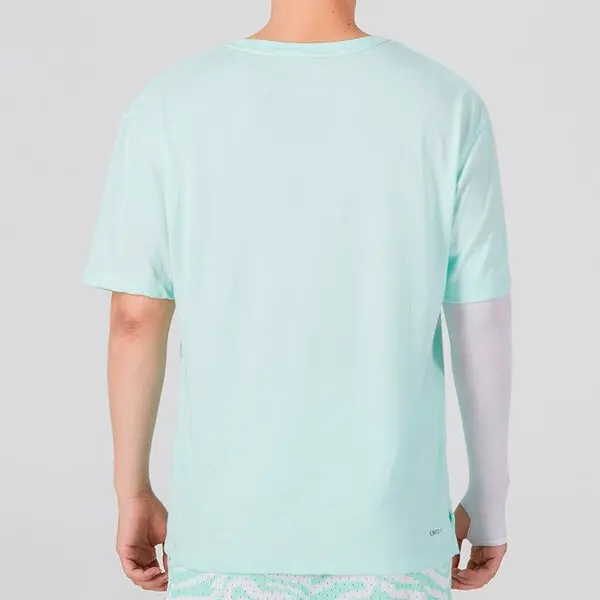 JORDAN Solid Color Logo Round Neck Pullover Short Sleeve Mint Green T-shirt - Multi-color