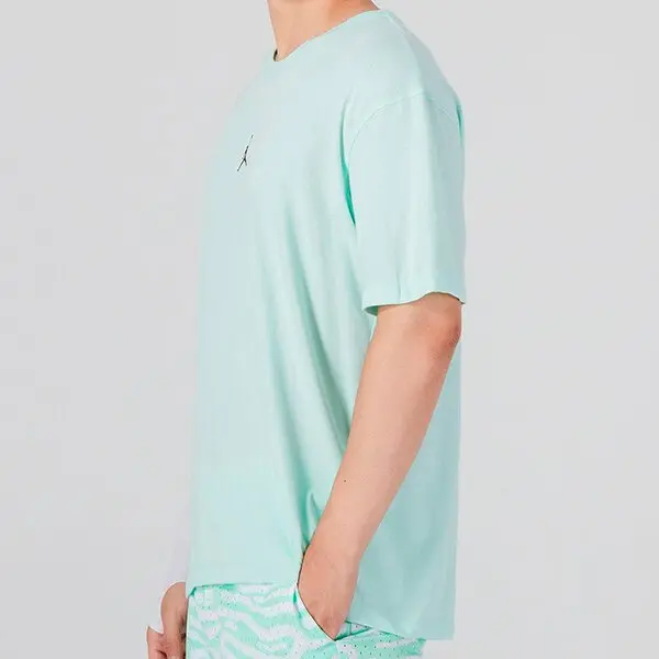 JORDAN Solid Color Logo Round Neck Pullover Short Sleeve Mint Green T-shirt - Multi-color