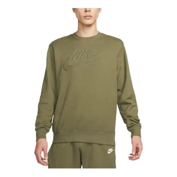 Nike Front Towelling Logo Sweatshirt 'olive - Default Colorway