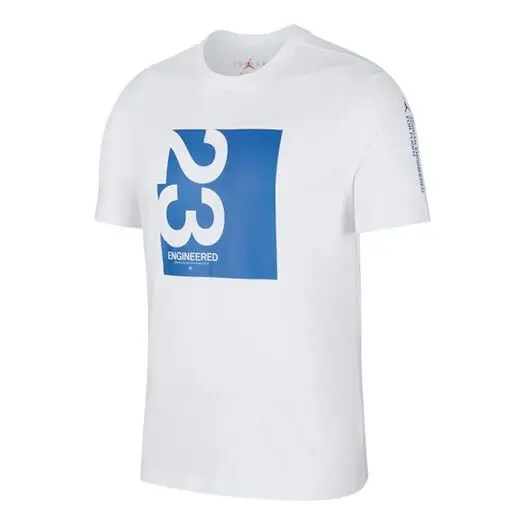 JORDAN 23 Engineered Sports Round Neck Short Sleeve White Blue - White/blue