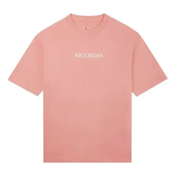 JORDAN Solid Color Alphabet Logo Printing Round Neck Short Sleeve Pink T-shirt - Multi-color