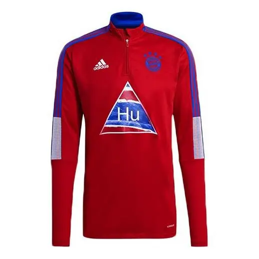 Adidas X Crossover Fcb Hu Tr Top Bayern Munich Soccer/football Half Zipper Sports Stand Collar - Red