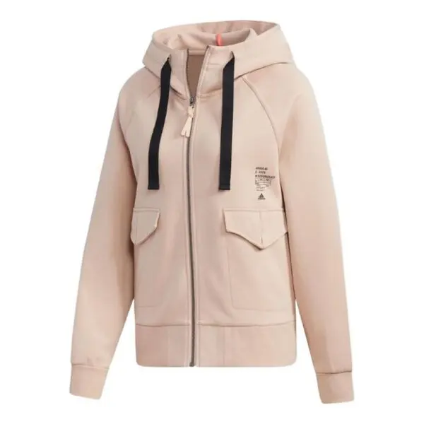 Adidas Alphabet Print Zip Up Hoodie - Pink