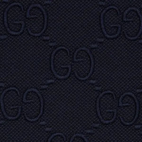 Gucci Cotton Polo Shirt With Gg Embroidery - Dark Blue