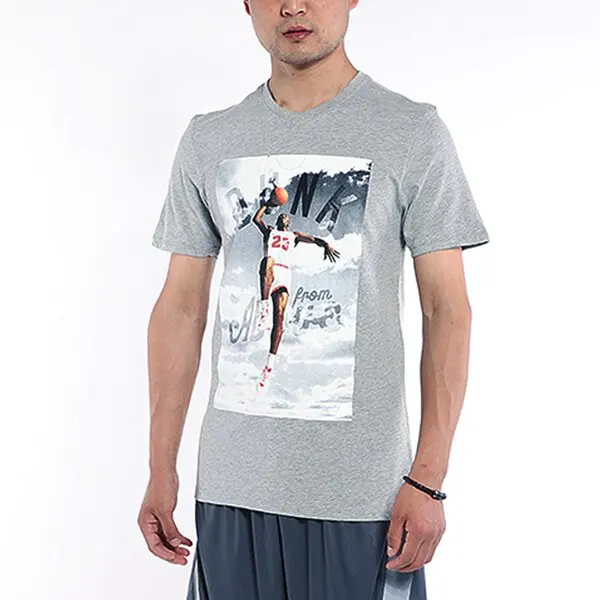 JORDAN Basketball Printing Short Sleeve T-shirt - Grey