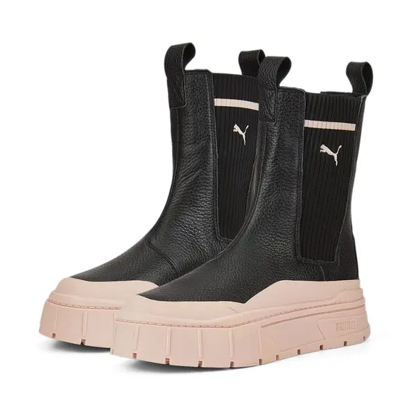 PUMA Mayze Stack Chelsea Boots - Black/rose Quartz