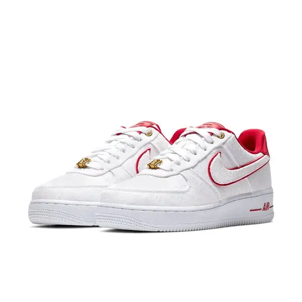 Nike Force 1 '07 Lux Luxury Sneakers - White/red