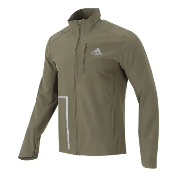 Adidas Logo Printing Sports Stand Collar Jacket Olive - Default Colorway
