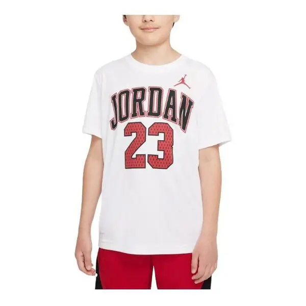 JORDAN Short Sleeves Tee 'white Red 23 Logo - White/red