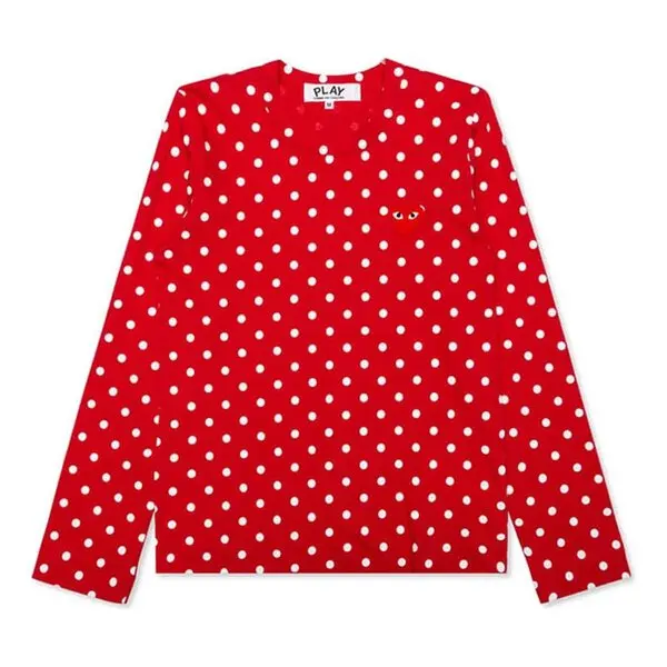 Play Comme Des Garcon Polka Dot Long Sleeve Tee - Red