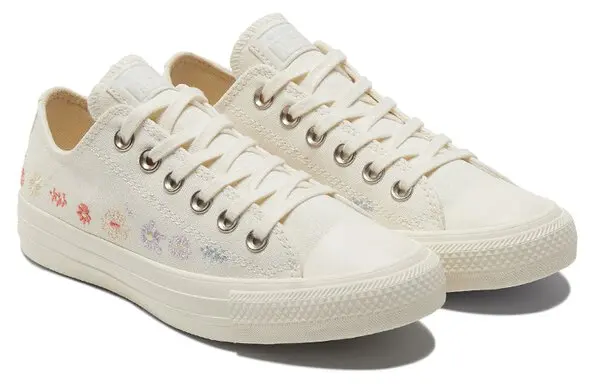 CONVERSE Chuck Taylor All Star Low Top Embroidered Floral Sneakers - White