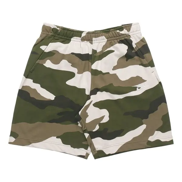 Nike Club French Terry Camouflage Shorts - Olive Green