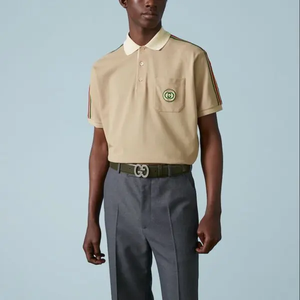 Gucci Stretch Cotton Piquet Polo Shirt - Beige
