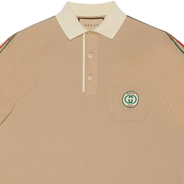 Gucci Stretch Cotton Piquet Polo Shirt - Beige