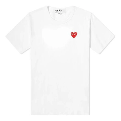Play Comme Des Garcon Basic T-shirt Red Emblem - White