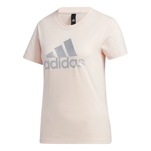 Adidas Large Shiny Logo Short Sleeve T-shirt - Pink